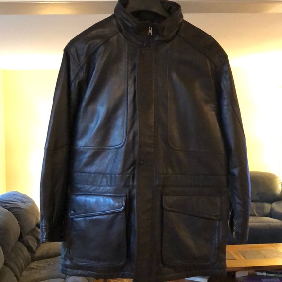 Wilsons Leather | Jackets & Coats | Mens Leather Long Jacket With ...